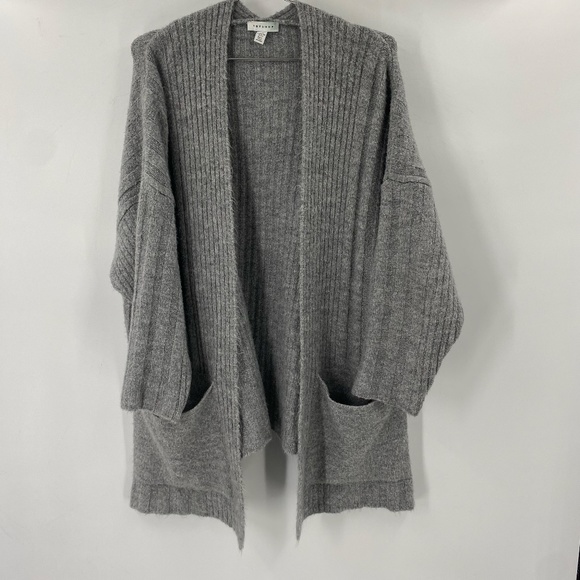Topshop | Sweaters | Topshop Open Front Oversized Knit Cardigan Gray ...